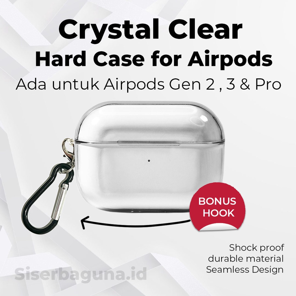 Jual Case AirPods Gen 3 1 2 Pro Hard Casing Bening dengan Hook ...