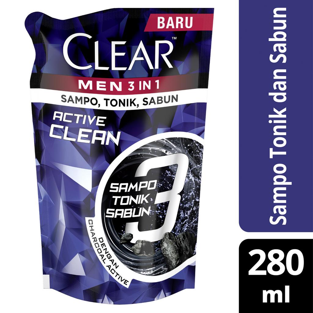 Jual Clear Men 3in1 Active Clean 280ml | Shopee Indonesia