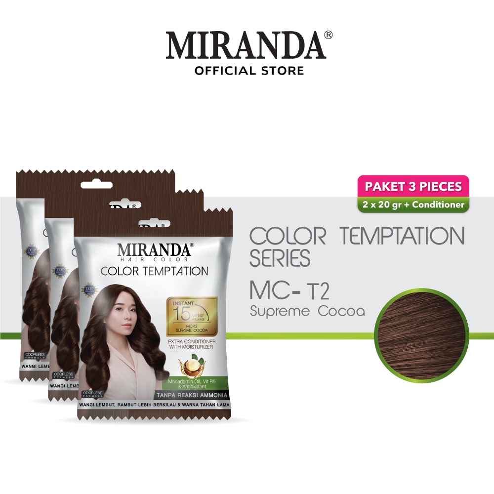 Jual Miranda Hair Color Temptation MCT2 Supreme Cocoa 20ml x3 (Cat ...
