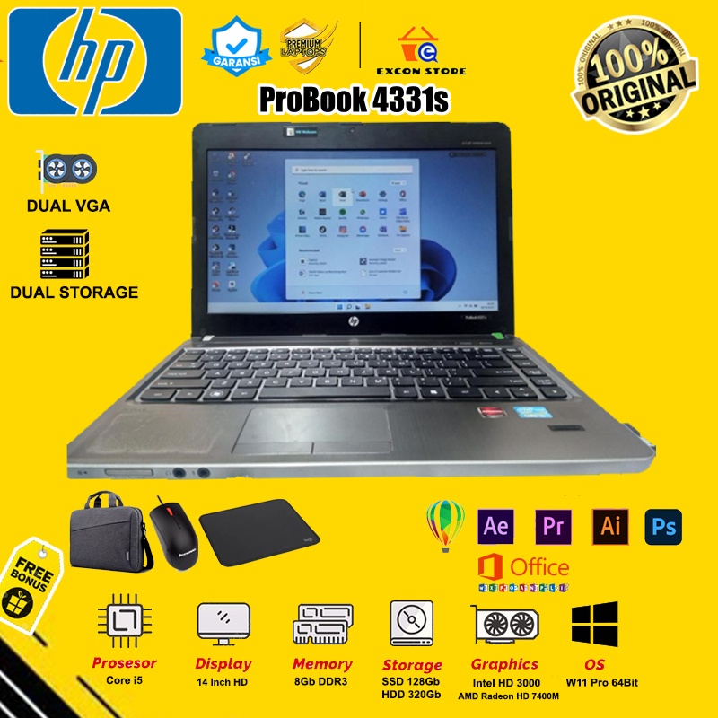 Jual laptop dual storage & dual vga core i5 Win 11 Pro Ori HP ProBook ...