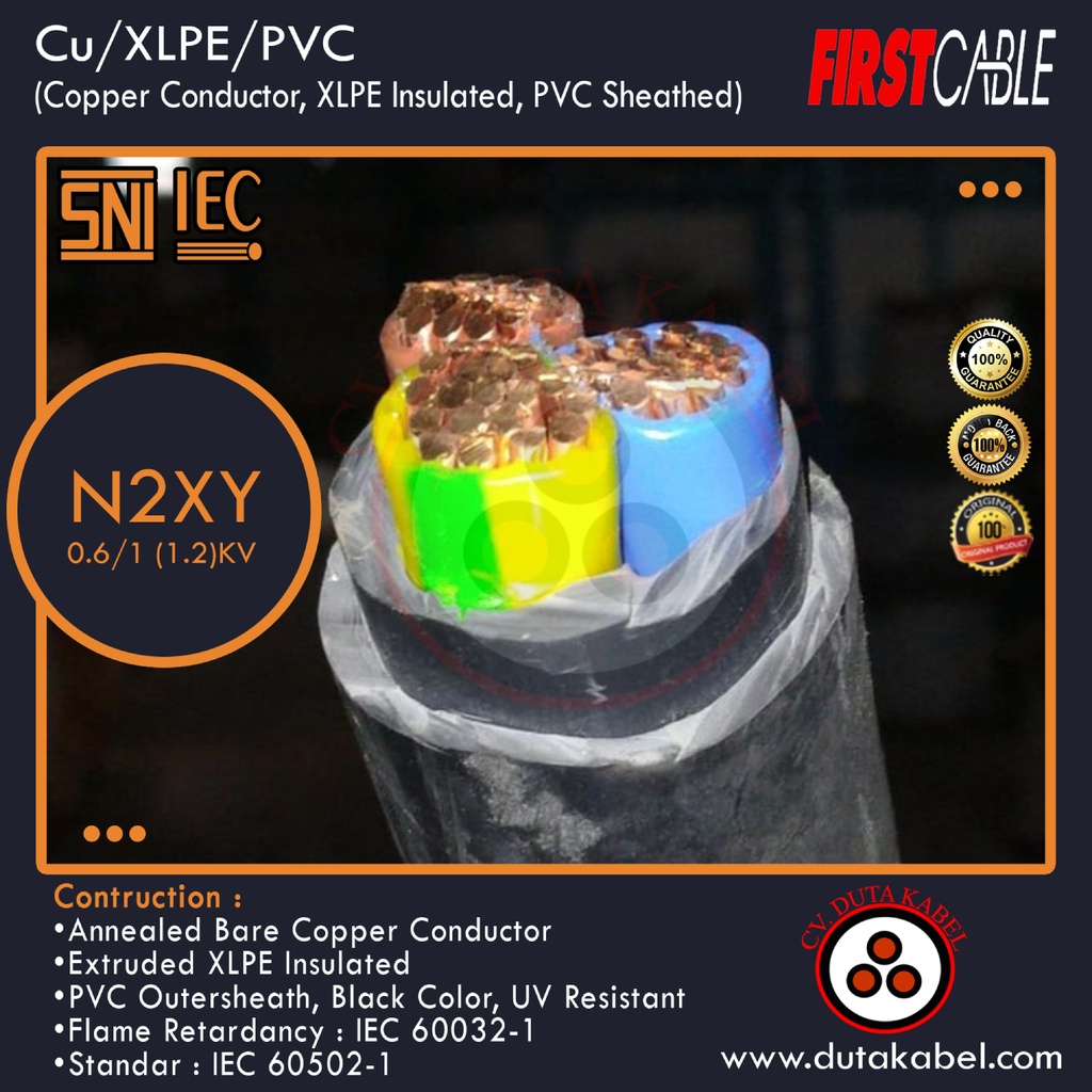 Jual Kabel N2XY 3x25 mm2 (Cu/XLPE/PVC) FIRST CABLE /3x25 mm/3 x 25 mm2/3x25mm2/3 x 25 mm2 ...