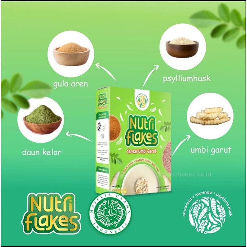Jual Nutriflakes_sereal_umbi_garut dan ekstrak daun kelor untuk asam lambung/maag | Shopee Indonesia