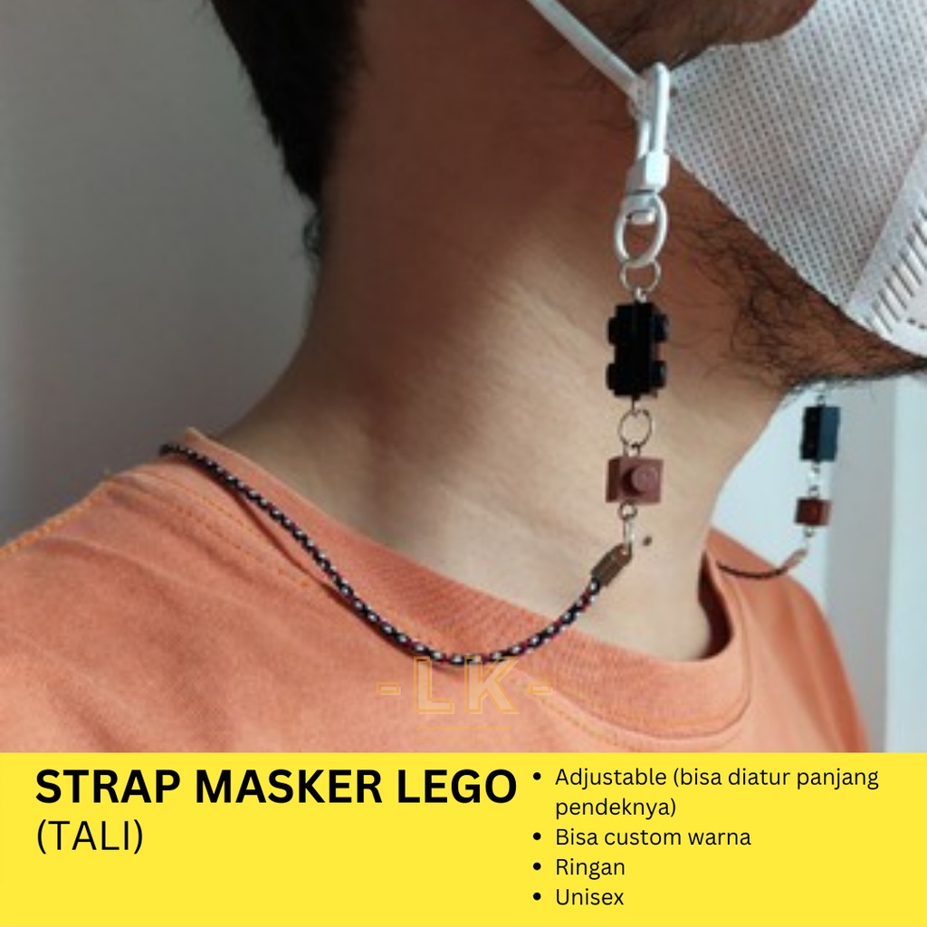 Jual Black Lego Strap Mask / Tali Masker Hitam / Rantai Masker Neon / Lanyard Masker / Konektor ...