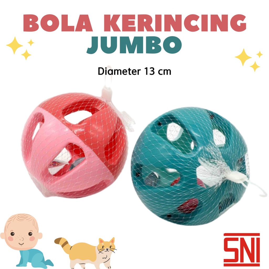 Jual Mainan Bayi Bola Kerincing Besar Diameter 13 cm BERLABEL SNI ...