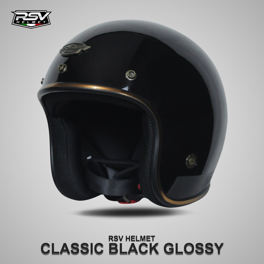 Jual HELM RSV CLASSIC BLACK GLOSSY / HELM HALF FACE / HELM CLASSIC ...
