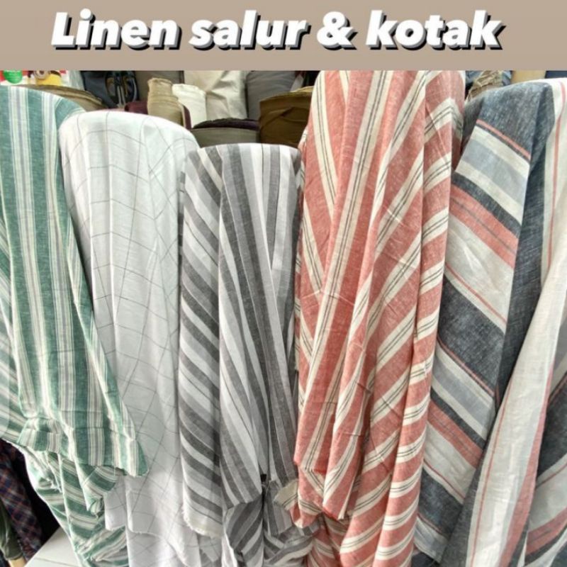 Jual Kain Katun Linen Salur Dan Kotak Kain Katun Linen Motif Salur ...