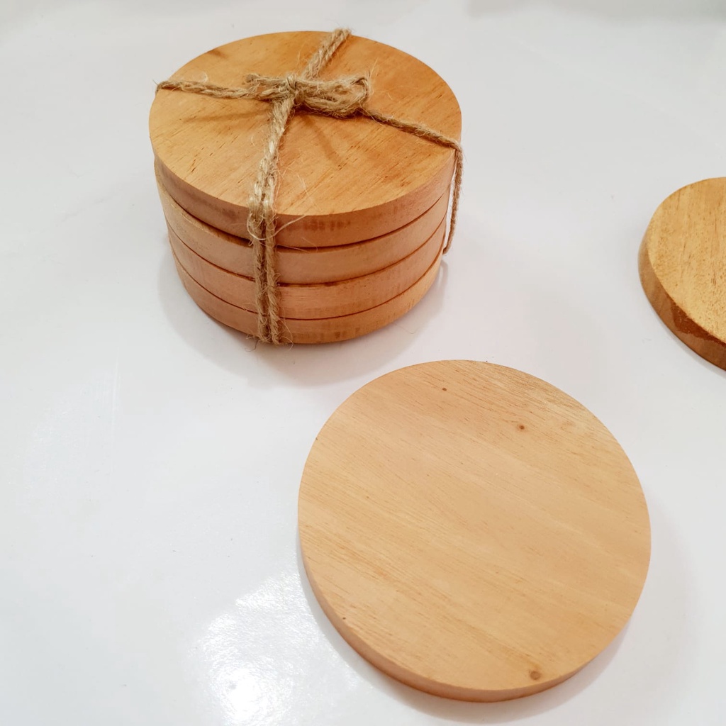 Jual Coaster Tatakan Gelas kayu bulat polos /Properti Foto logo gravir ...