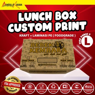 Jual CUSTOM PRINT PAPER LUNCH BOX KEMASAN MAKANAN UKURAN M DAN UKURAN L ...