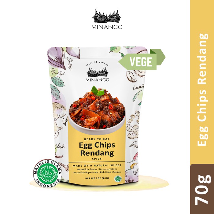 Jual Minango Egg Chips Rendang Telur Talua Spicy 70 gram Ready to Eat Halal | Shopee Indonesia
