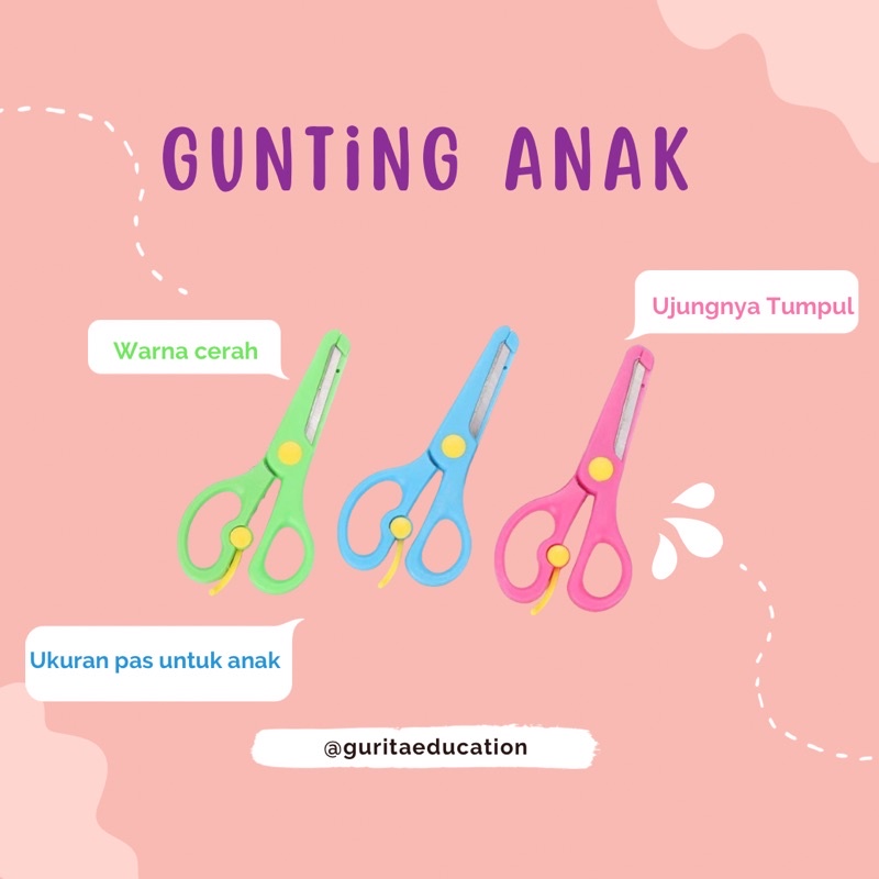 Jual Gunting anak/ Gunting Kertas/ gunting aman/ gunting plastik ...