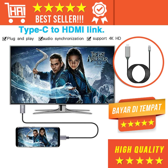 Jual 4K KABEL KONVERTER HP KE TV USB TYPE C TO HDMI CONVERTER DIGITAL ...