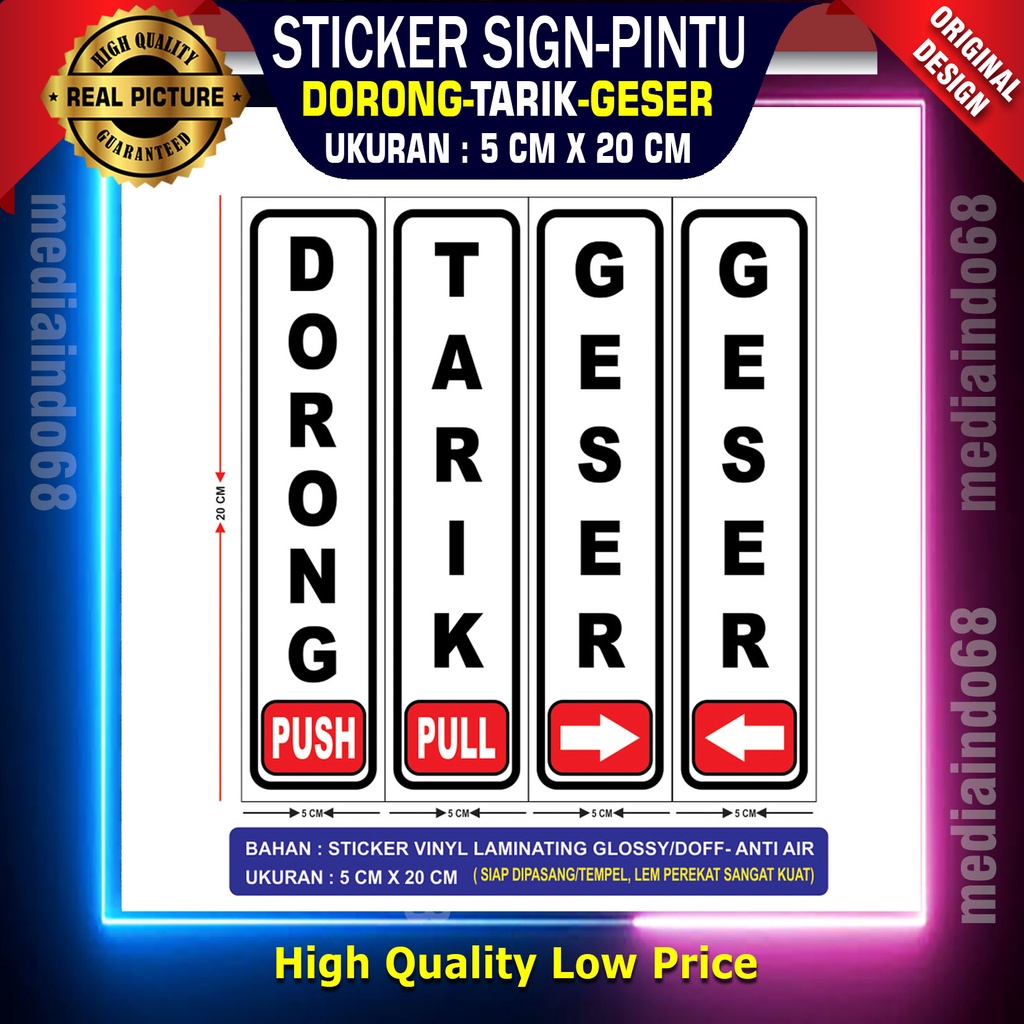 Jual STICKER SIGN-RAMBU BAHAN VINYL (GESER-TARIK-DORONG PINTU) | Shopee ...