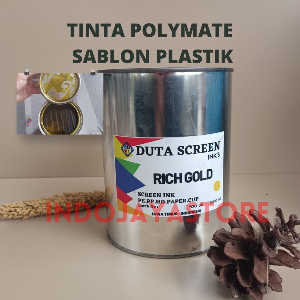 Jual TINTA SABLON PLASTIK RICH GOLD-POLYMATE-DUTA SCREEN 1KG | Shopee ...
