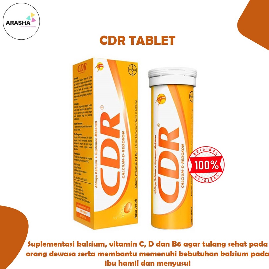 Jual CDR TABLET Suplemen Kalsium Rasa Jeruk/Vitamin C/Daya Tahan Tubuh ...