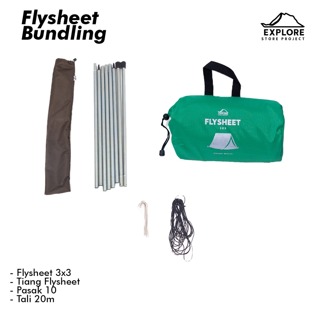 Jual EXPLORE STORE PROJECT | PAKET BUNDLING FLYSHEET 3x3 + TIANG ...