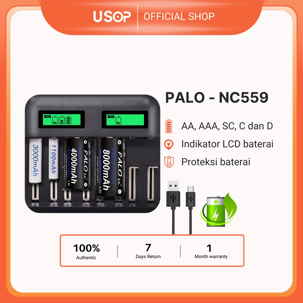 Jual PALO Charger Baterai 8 Slot Dual LCD for AA AAA SC C D 2A fast charger - NC556 | Shopee ...