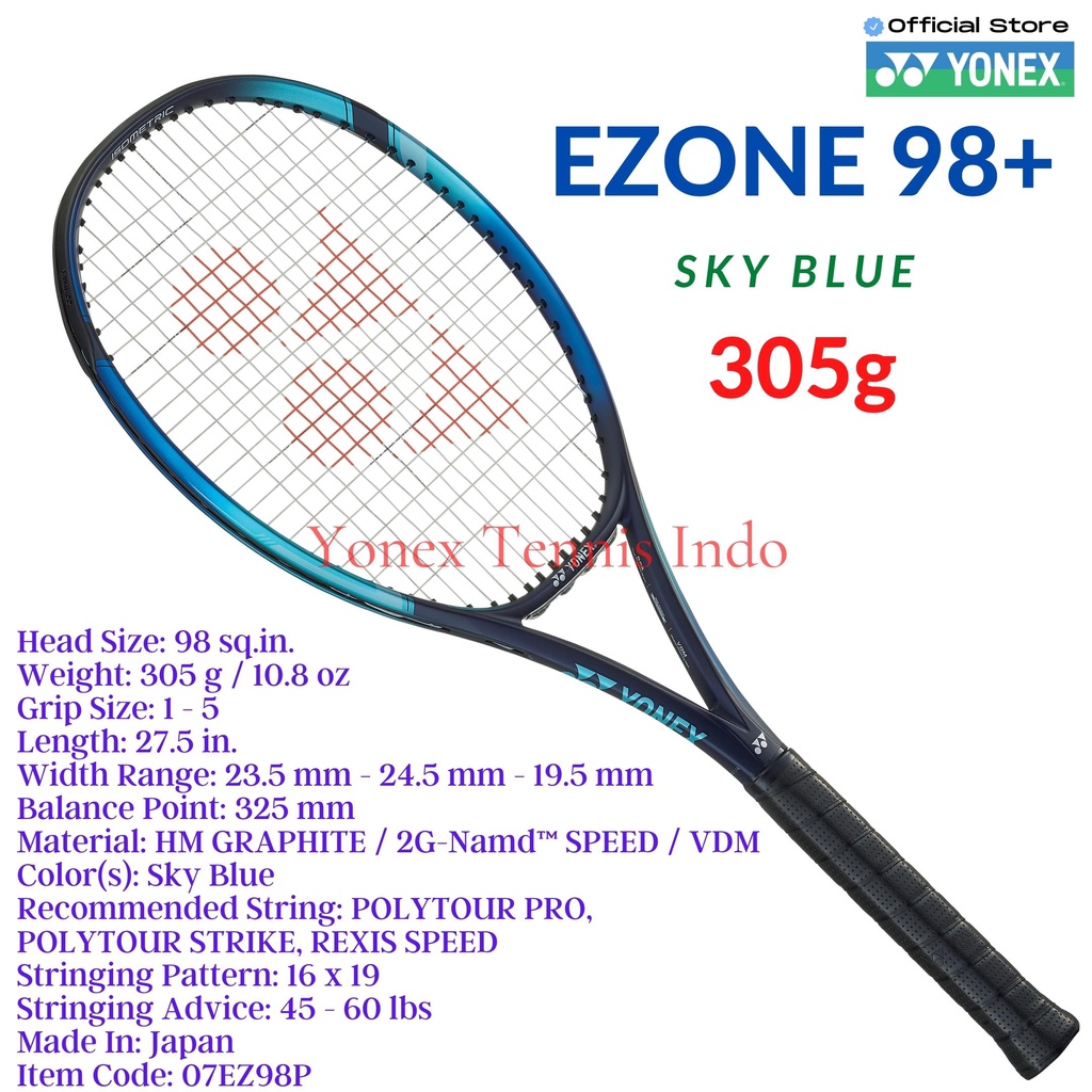 Jual Yonex EZONE 98+ 305g Sky blue - racket tennis | Shopee Indonesia