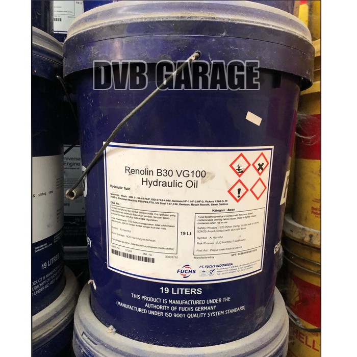 Jual Fuchs Renolin B30 Vg 100 Pail 19L Hydraulic Oil - Oli Hidrolik ...