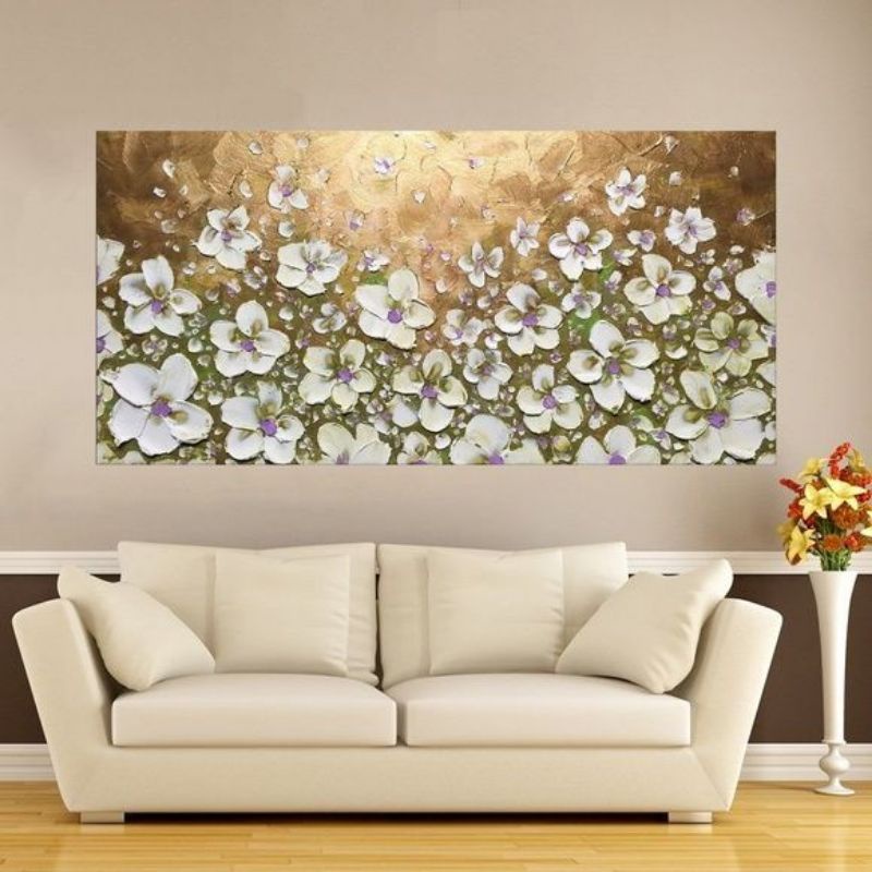 Jual lukisan texture bunga uk/60x120cm sdh dilengkapi spanram dan frame ...