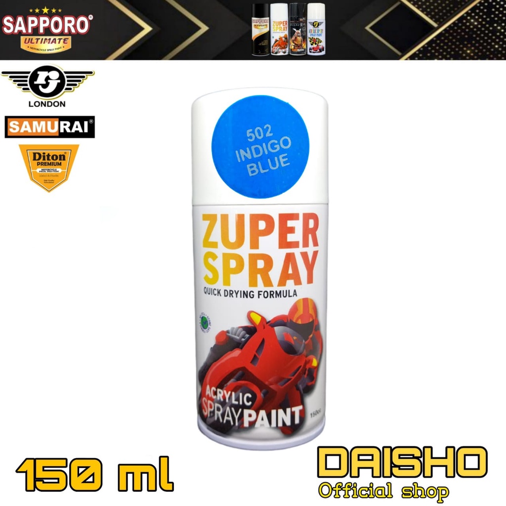 Jual Pilok pilox 150ml indigo blue ( biru terang ) zuper spray cat semprot spray paint | Shopee ...