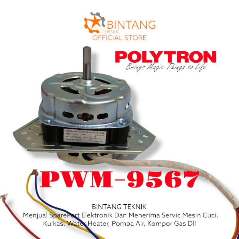 Jual DINAMO PENGERING POLYTRON PWM-9567 MESIN CUCI MANUAL 2 TABUNG | Shopee Indonesia