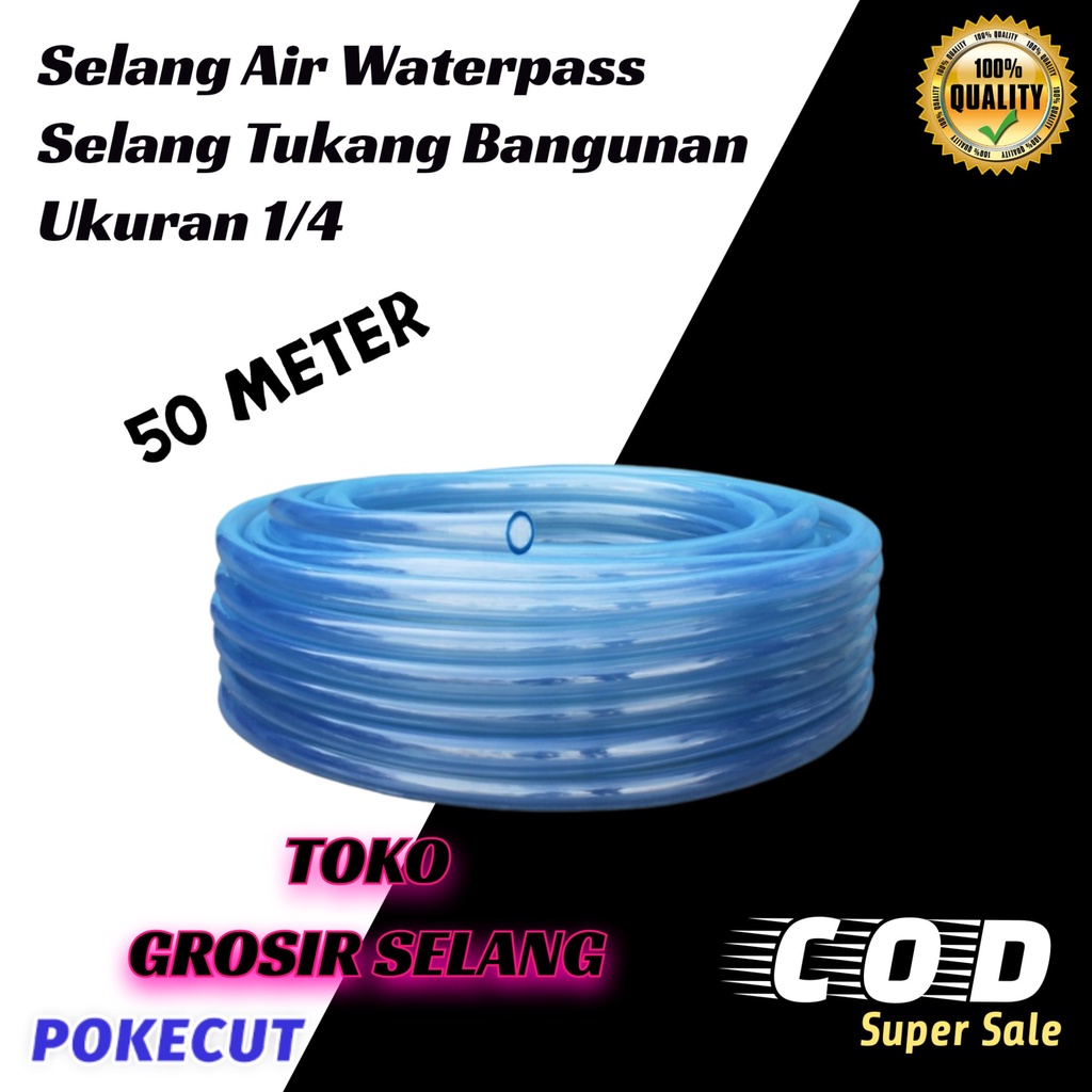 Jual SELANG AIR 1/4 50 METER ATAU SELANG TIMBANG TUKANG BANGUNAN / SELANG WATERPASS / SELANG ...