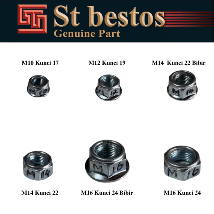 Jual Mur Lock Flange As Roda Depan / Belakang M10 M12 M14 M16 | Shopee ...