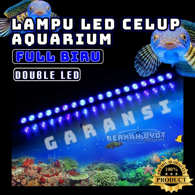 Jual LAMPU LED CELUP AQUARIUM WARNA FULL BIRU 20 30 40 50 60CM DOUBLE ...