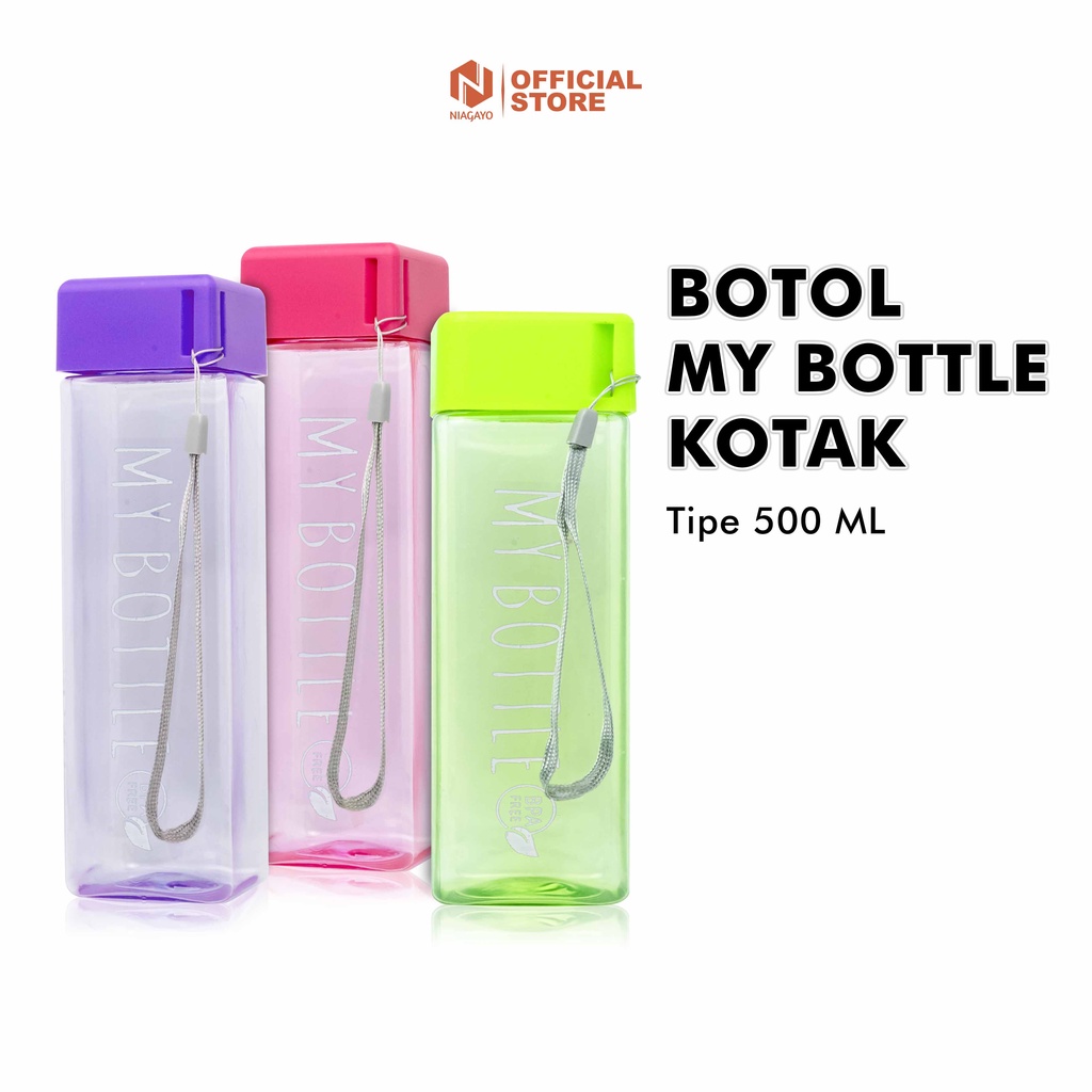 Jual Botol Minum My Bottle Kapasitas 500 ml Kotak Bening Transparan Fullcolor | Shopee Indonesia
