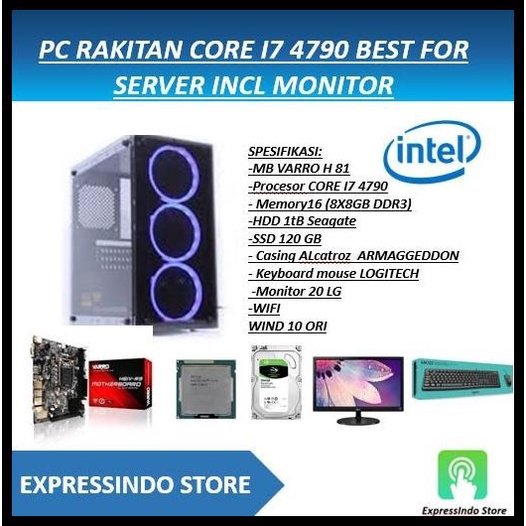 Jual Pc Rakitan Office/Server Core I7 4770 1Tb 8Gbx2 Ssd 120 Monitor 19 ...