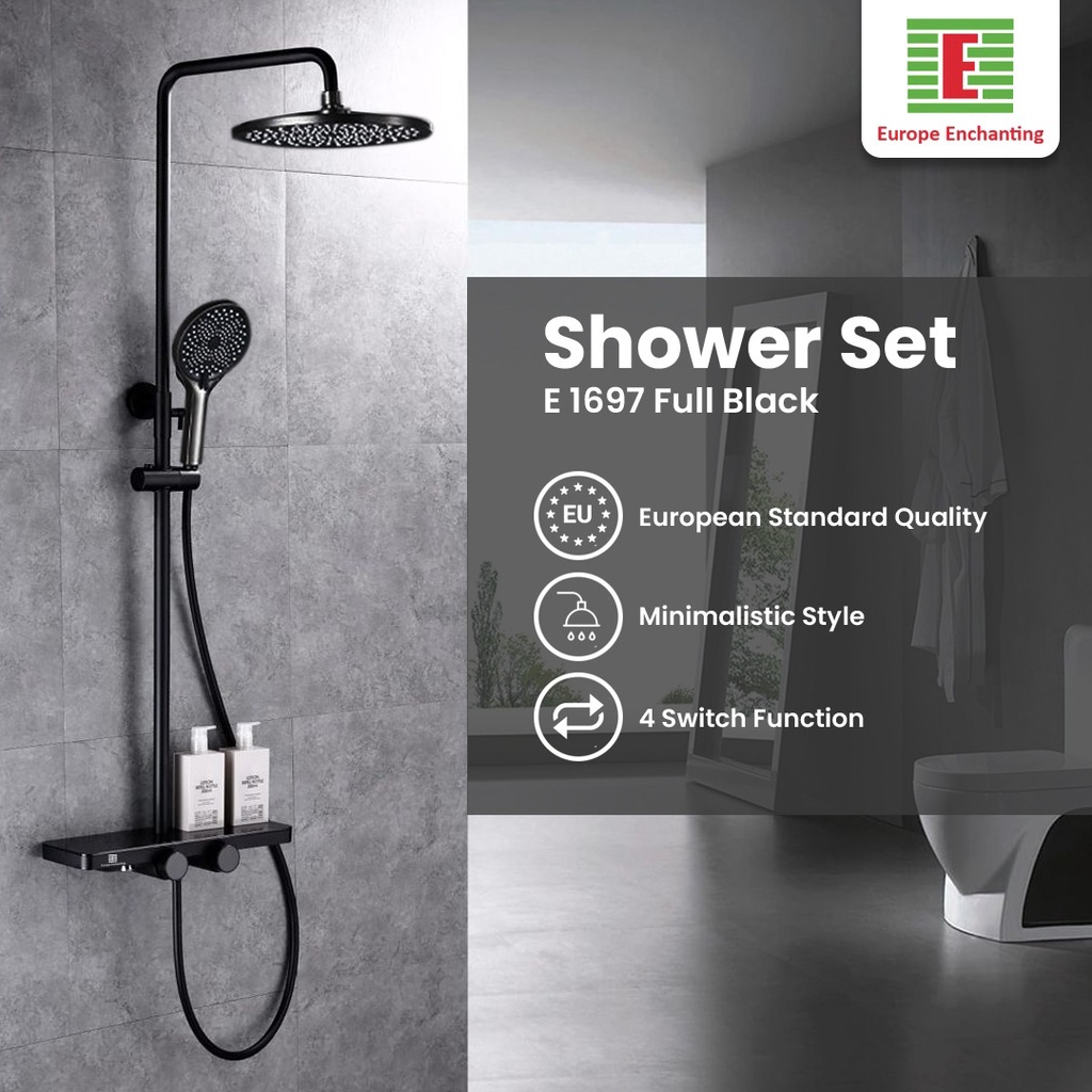 Jual Shower Set Mandi Europe Enchanting E1697 Full Black Bergaransi ...