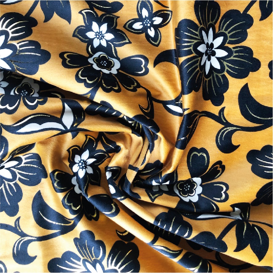 Jual Kain Beludru Halus Sisa Export Motif Bunga ada Glitter Emas Kain ...