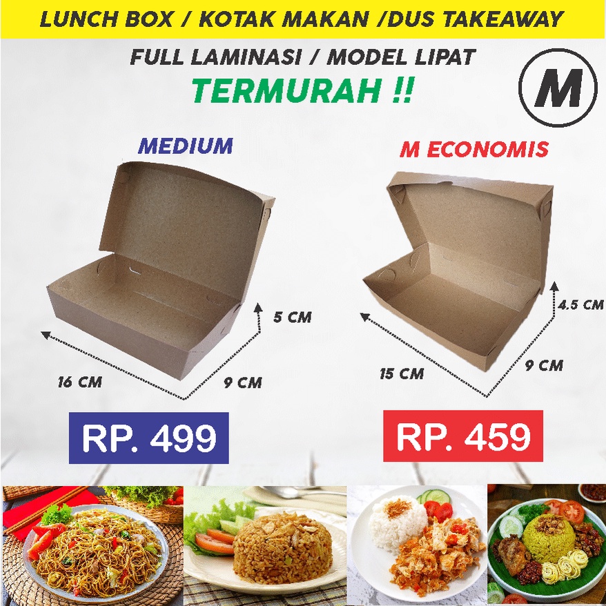 Jual LUNCH BOX PAPER - MEDIUM / KOTAK MAKAN / DUS NASI / KOTAK BUNGKUS ...