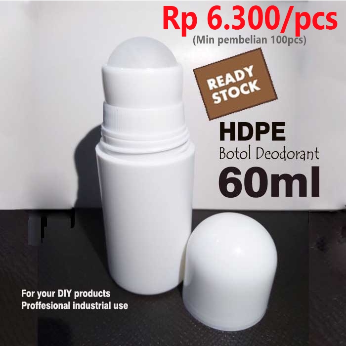 Jual Botol Rol On 60ml Plastic Roll on Bottle White Deodorant Container ...