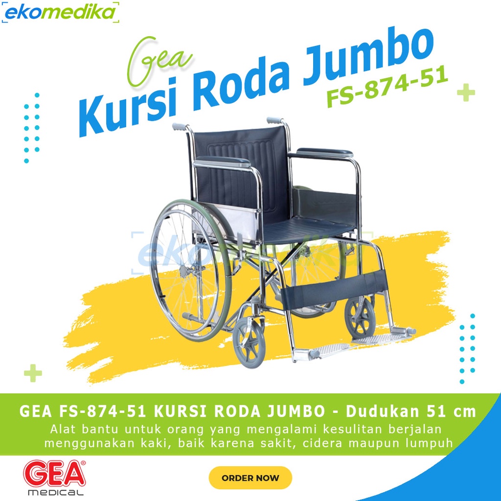 Jual Kursi Roda Standar Jumbo GEA FS 874-51 / FS 874 51 CM / Kursi roda ...