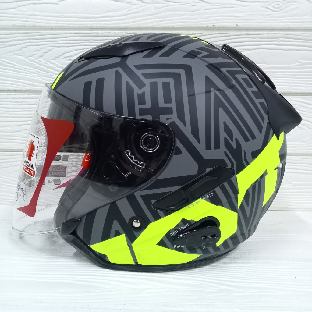 Jual HELM KYT GALAXY FLAT R FLAT-R MOTIF NEON MATT GREY GORILLA YELLOW ...