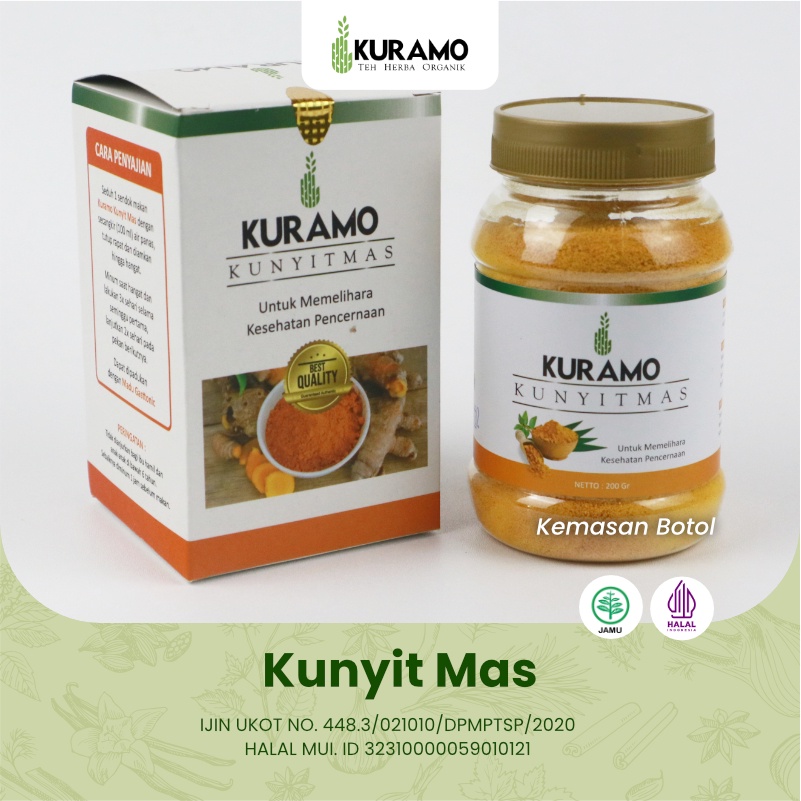 Jual Obat Sembelit Teh Jamu Bubuk Asli Herbal Kuramo Kunyit Mas 200gr ...