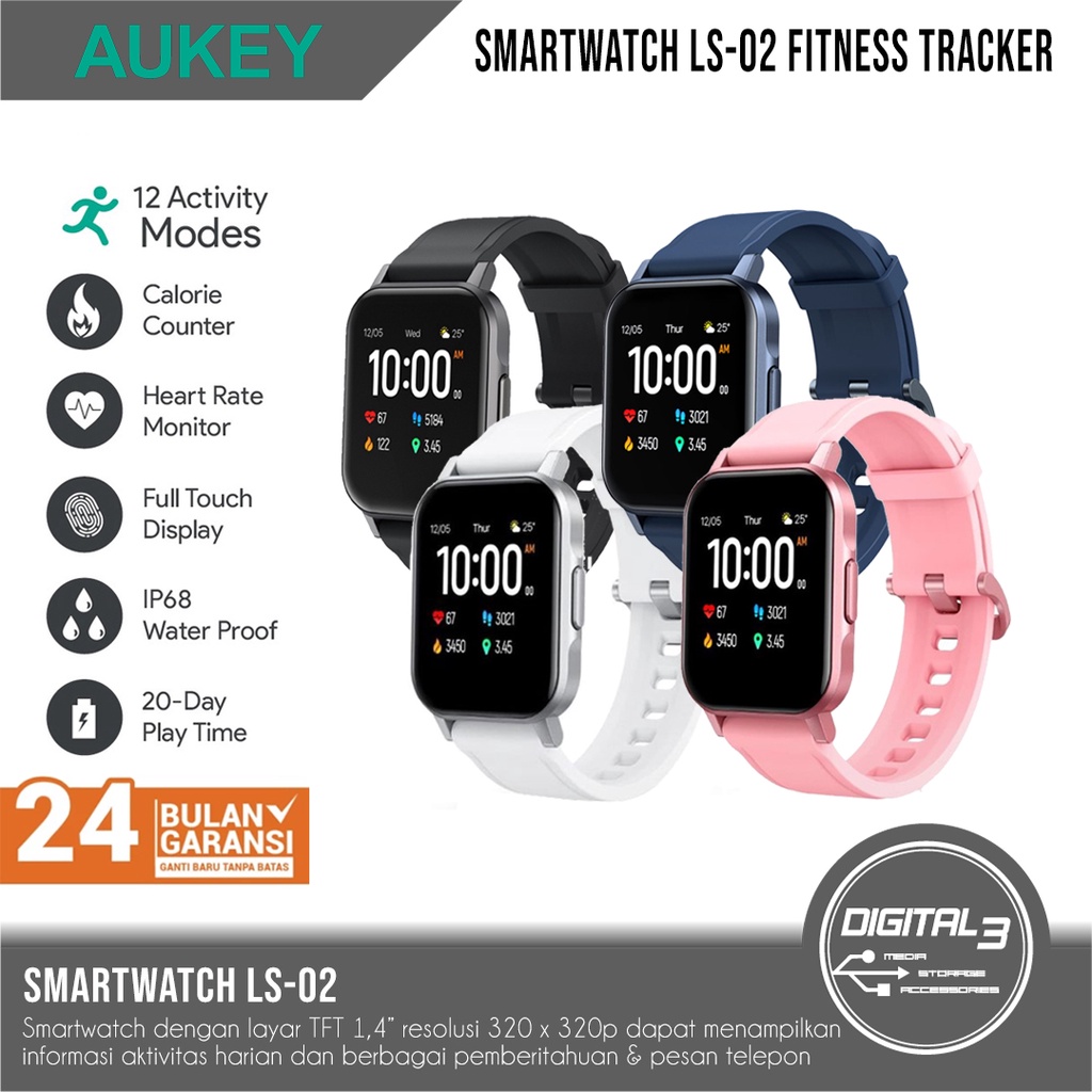 Jual Aukey Smart Watch LS-02 LS02 Outdoor Jam Jogging Fitness Tracker IP68 | Shopee Indonesia
