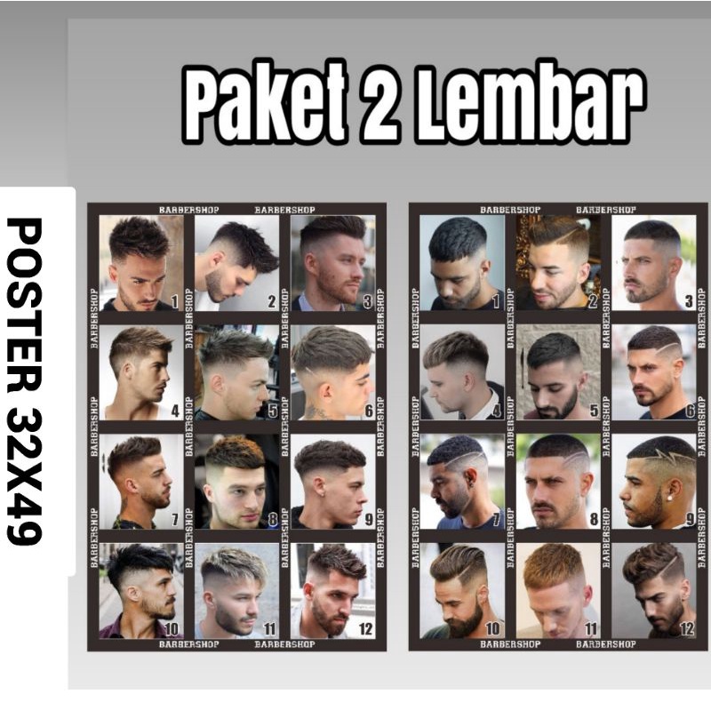 Jual 2 LEMBARPoster barbersop / poster pangkas rambut / model rambut ...