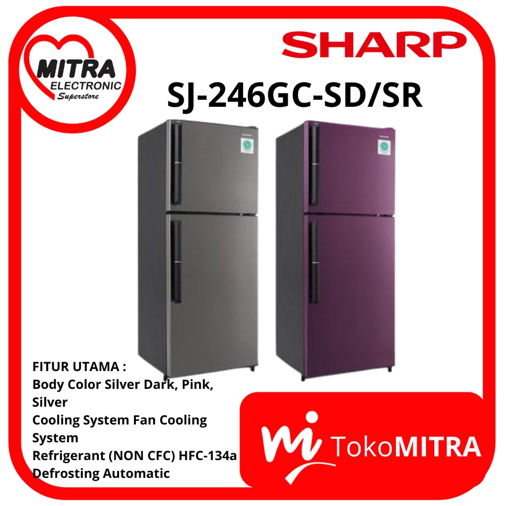 Jual LEMARI ES 2 PINTU SHARP SJ-246GC-SD/SR (187 Ltr) | Shopee Indonesia