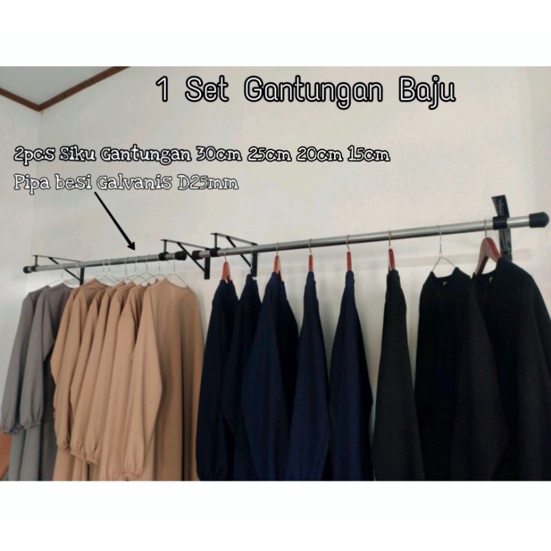Jual 1 Set Besi Gantungan Baju Display Toko 1meter KUAT | Shopee Indonesia