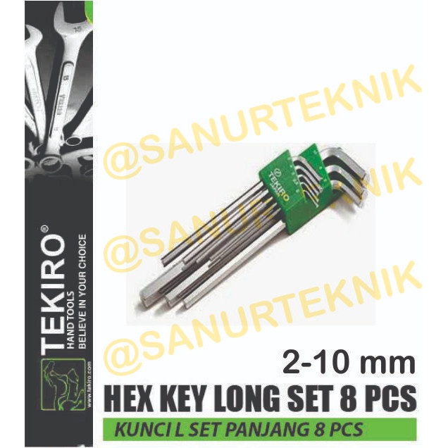 Jual Kunci L SET PANJANG / Hex Key LONG SET TEKIRO 8 PCS (2-10 mm ...