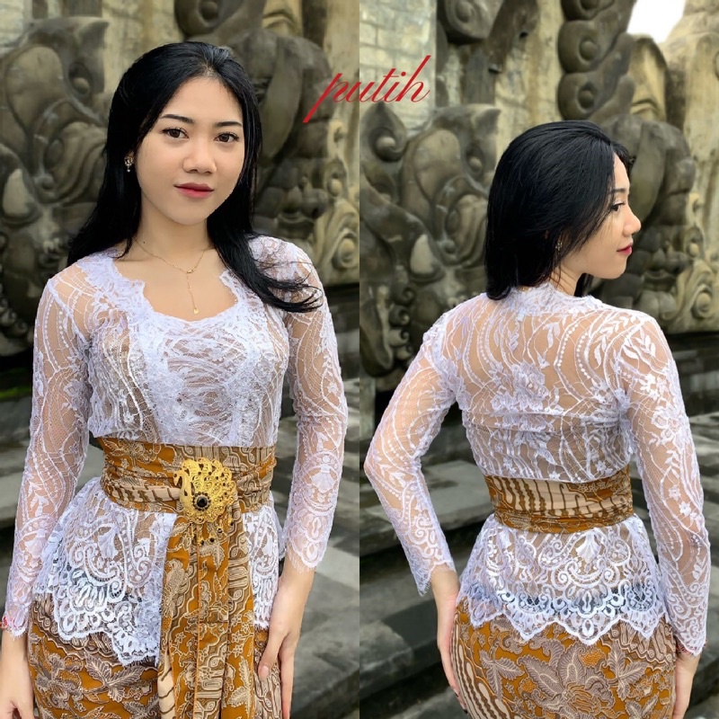 Jual Kebaya bali jadi brokat semi prancis metalik special warna putih ...