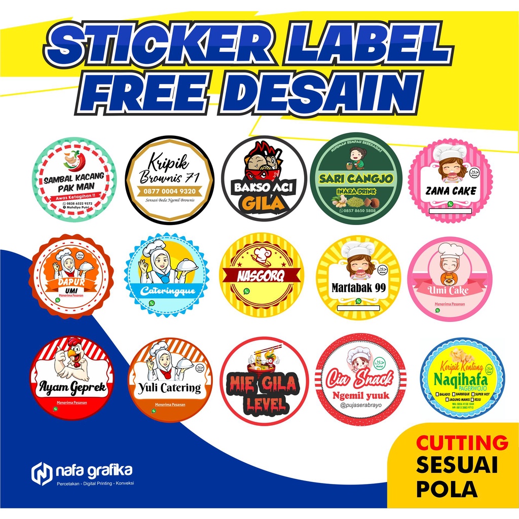 Jual Sticker Bulat Murah Custom Gambar Logo Cetak Label Stiker Makanan ...