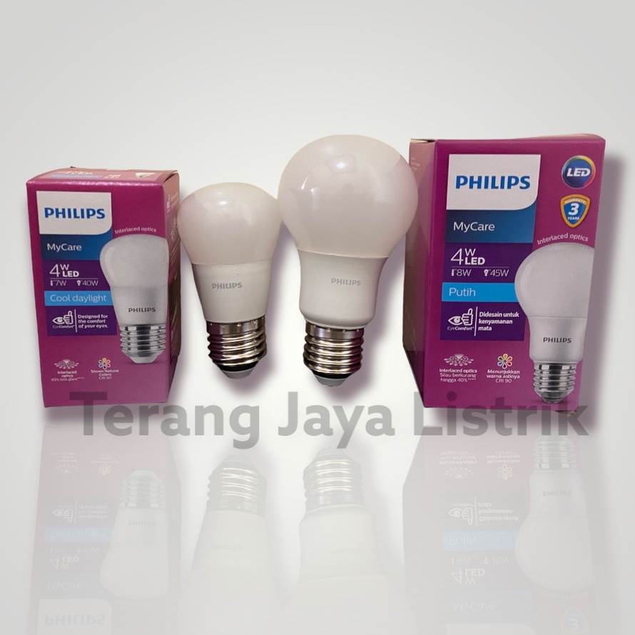Jual Lampu LED bulb Philips 4 watt besar / 4w kecil My Care putih Cool ...