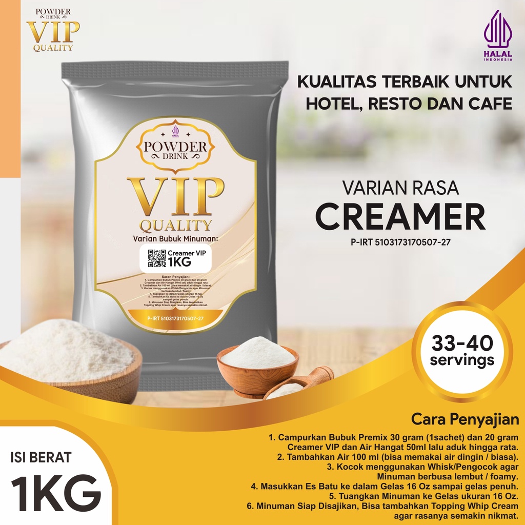 Jual Krimer Bubuk VIP Creamer Powder Kualitas Premium 1 Kg Non Diary ...