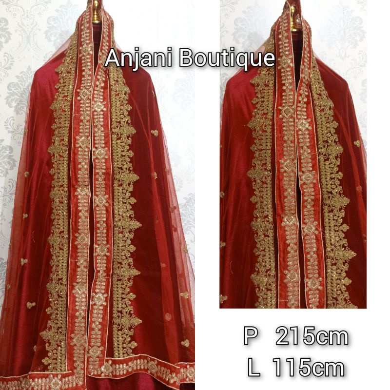 Jual Selendang india wedding, Selendang india bordir, selendang india ...