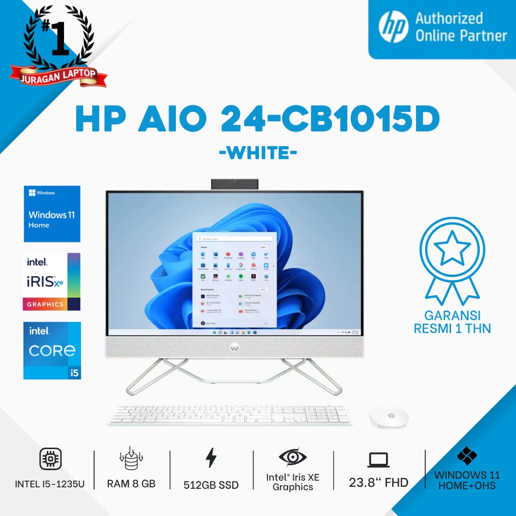 Jual PC HP AIO 24-CB1015D I5-1235U 8GB 512GB Iris XE 23.8" FHD W11HOME ...