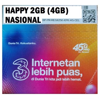 Jual PERDANA TRI HAPPY 2GB (4GB) NASIONAL | Shopee Indonesia