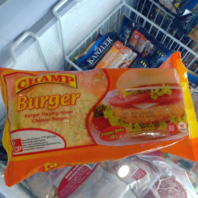 Jual champ chicken burger 315g | Shopee Indonesia
